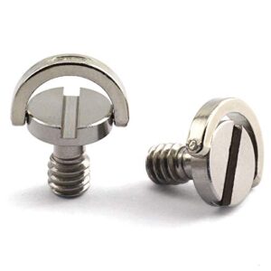 hj garden 2pcs 1/4-20 thread d-ring stainless steel camera fixing screws for camera tripod monopod qr plate,d shaft quick release plate mounting screw 10mm length