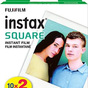 Fujifilm Instax Square SQ1 Instant Camera (Glacier Blue) Bundle with Square Film Twin Pack (20 Exposures) and Square Camera Case (3 Items)