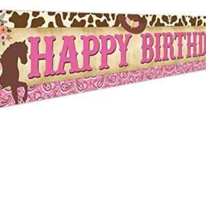 CHXSM Large Western Cowgirl Happy Birthday Banner Cowgirl Theme Birthday Party Supplies Decorations Wild West Cowgirl Theme Birthday Party Supplies Cowgirl Birthday Photo Backdrop (9.8x1.6 FT)