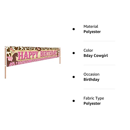 CHXSM Large Western Cowgirl Happy Birthday Banner Cowgirl Theme Birthday Party Supplies Decorations Wild West Cowgirl Theme Birthday Party Supplies Cowgirl Birthday Photo Backdrop (9.8x1.6 FT)