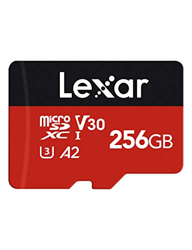 Lexar 256GB Micro SD Card, MicroSDXC Flash Memory Card with Adapter Up to 160MB/s, A2, U3, V30, C10, UHS-I, 4K UHD, Full HD, High Speed TF Card for Phones, Tablets, Drones, Dash Cam, Security Camera