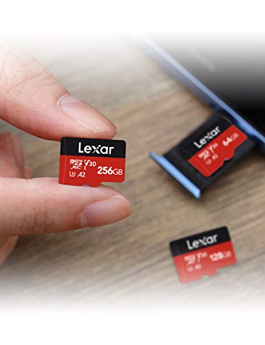 Lexar 256GB Micro SD Card, MicroSDXC Flash Memory Card with Adapter Up to 160MB/s, A2, U3, V30, C10, UHS-I, 4K UHD, Full HD, High Speed TF Card for Phones, Tablets, Drones, Dash Cam, Security Camera