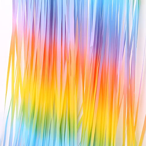 Pastel Rainbow Foil Fringe Curtain - GREATRIL Pastel Rainbow Backdrop Streamers for Kids Birthday/Classroom Decor/Unicorn/Princess/Halloween/Christmas Party Decorations (2 Pack)