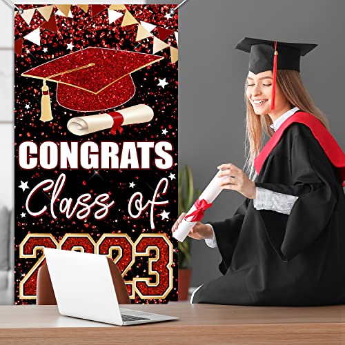 Graduation Party Decorations 2023,Congrats Class of 2023 Backdrop,2023 Maroon Graduation Party Decorations Front Door Porch Sign Backdrop Graduation 2023 Indoor/Outdoor Party Supplies