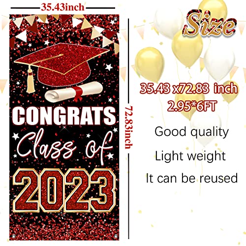 Graduation Party Decorations 2023,Congrats Class of 2023 Backdrop,2023 Maroon Graduation Party Decorations Front Door Porch Sign Backdrop Graduation 2023 Indoor/Outdoor Party Supplies