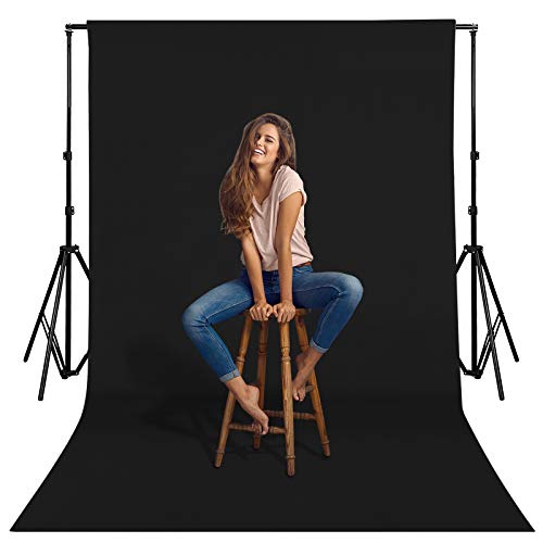 Black Backgrounds for Photography, 10 x 12 ft Polyester Chromakey Backdrop Cloth, Collapsible Solid Color Background for Photo Shooting, Streaming Live, Video Studio