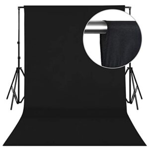 Black Backgrounds for Photography, 10 x 12 ft Polyester Chromakey Backdrop Cloth, Collapsible Solid Color Background for Photo Shooting, Streaming Live, Video Studio