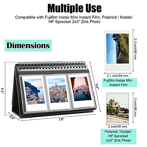 Instax Mini Photo Album for Fujifilm Instax Mini 11 12 9 40 Evo Liplay 8 7+ Instant Camera, 96 Pockets Desk Calendar Polaroid Photo Albums for Polaroid Kodak Zink 2x3" Film & Kpop Photo Card (Black)