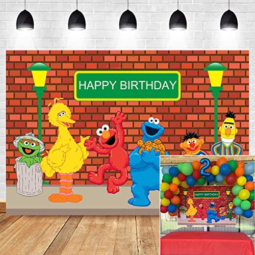 7x5ft Brick Wall Street 1st 2nd Boy Girl First Second Happy Birthday Party Banner Photo Backgrounds Cartoon Photography Backdrops Baby Shower Decoration Supplies Photo Booth Props