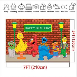 7x5ft Brick Wall Street 1st 2nd Boy Girl First Second Happy Birthday Party Banner Photo Backgrounds Cartoon Photography Backdrops Baby Shower Decoration Supplies Photo Booth Props