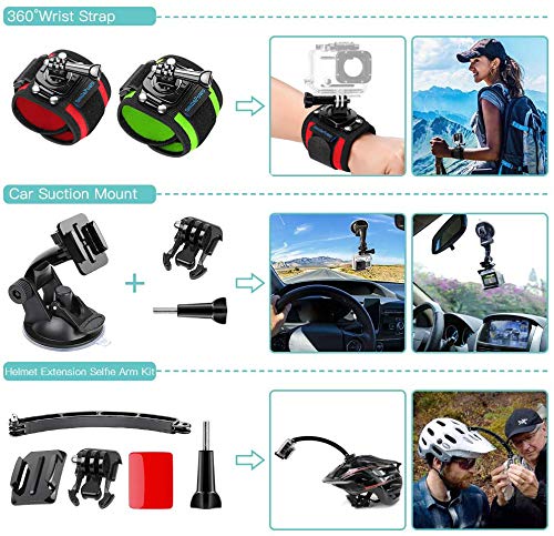 SmilePowo 51-in-1 Action Camera Accessories Kit for GoPro Hero 11 10 9 8 Max 7 6 5 4 3 3+ 2 1 Black GoPro 2018 Session Fusion Silver White Insta360 DJI AKASO APEMAN YI Campark XIAOMI Action Camera