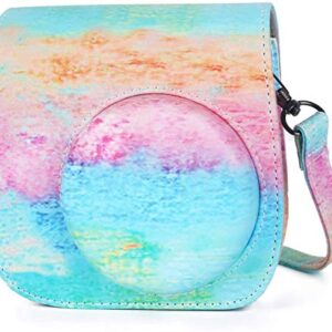 Phetium Instant Camera Case Compatible with Instax Mini 11,PU Leather Bag with Pocket and Adjustable Shoulder Strap (Rainbow)