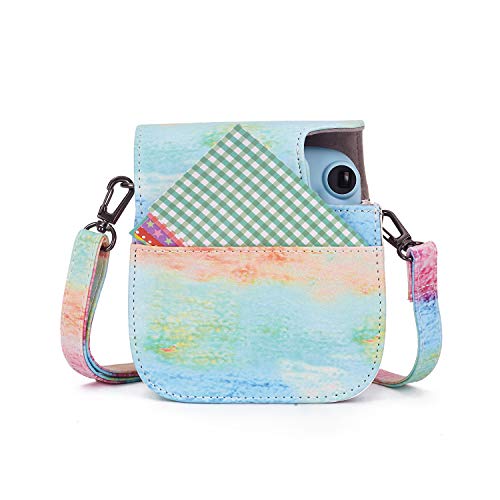 Phetium Instant Camera Case Compatible with Instax Mini 11,PU Leather Bag with Pocket and Adjustable Shoulder Strap (Rainbow)