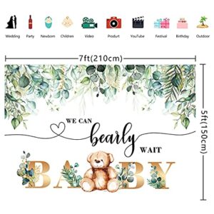 7x5ft We Can Bearly Wait Bear Backdrop Bear Baby Shower Greenery Photographic Background Gender Neutral Watecolor Kids Party Cake Table Decoration Photo Booth Props Supplies