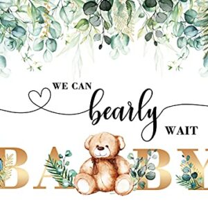 7x5ft We Can Bearly Wait Bear Backdrop Bear Baby Shower Greenery Photographic Background Gender Neutral Watecolor Kids Party Cake Table Decoration Photo Booth Props Supplies