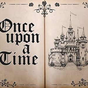 LYCGS 7X5FT Fairy Tale Books Backdrop Once Upon a Time Backdrop Ancient Castle Princess Romantic Photo Background Book Themed Party Background Wedding Birthday Party Decorations Banner X-43