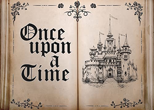 LYCGS 7X5FT Fairy Tale Books Backdrop Once Upon a Time Backdrop Ancient Castle Princess Romantic Photo Background Book Themed Party Background Wedding Birthday Party Decorations Banner X-43