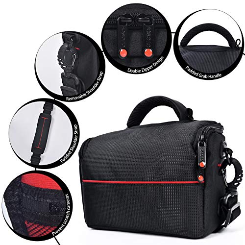 FOSOTO Compact Camera Shoulder Bag Case with Waterproof Rain Cover Compatible for Canon EOS M50 PowerShot SX420 SX430 SX70 SX50 SX30IS Sony a6400 RX10 DSC-H300 Nikon Coolpix P900