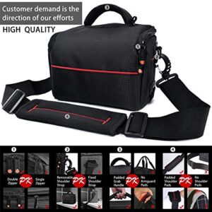 FOSOTO Compact Camera Shoulder Bag Case with Waterproof Rain Cover Compatible for Canon EOS M50 PowerShot SX420 SX430 SX70 SX50 SX30IS Sony a6400 RX10 DSC-H300 Nikon Coolpix P900