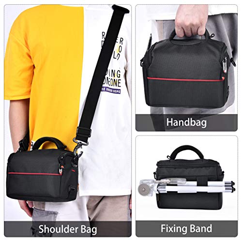 FOSOTO Compact Camera Shoulder Bag Case with Waterproof Rain Cover Compatible for Canon EOS M50 PowerShot SX420 SX430 SX70 SX50 SX30IS Sony a6400 RX10 DSC-H300 Nikon Coolpix P900