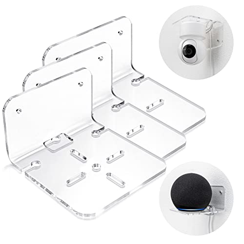 HAYVAN Acrylic Small Floating Shelf for Security Cameras, Baby Monitors, Speakers, Plants & More - 4'' Universal No Drill Shelves Easy to Install with Strong Tapes & Screws (Clear 3 Pack)