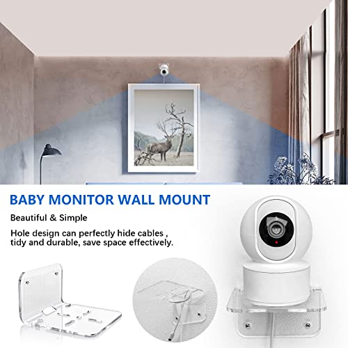 HAYVAN Acrylic Small Floating Shelf for Security Cameras, Baby Monitors, Speakers, Plants & More - 4'' Universal No Drill Shelves Easy to Install with Strong Tapes & Screws (Clear 3 Pack)