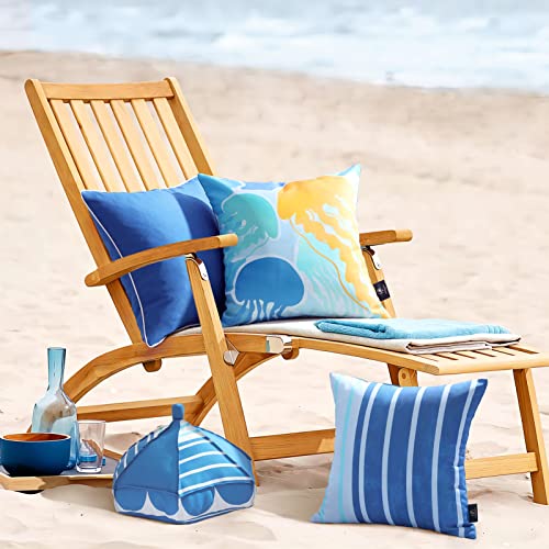 Phantoscope Pack of 2 Outdoor Waterproof Pillow Covers Decorative Jellyfish Design Outdoor Pillows for Patio Furniture Cushion Cases for Couch Tent Sunbrella, Blue 18x18 Inches