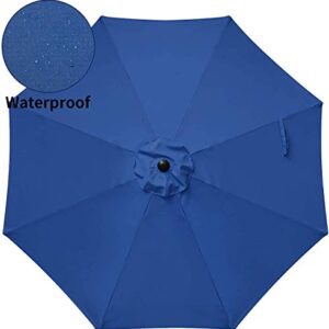 Simple Deluxe 9ft Outdoor Market Table Patio Umbrella with Button Tilt, Crank and 8 Sturdy Ribs for Garden, Deck, Lawn, Backyard & Pool, Blue