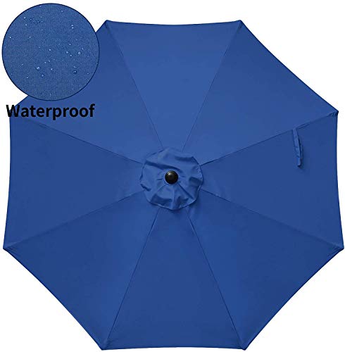 Simple Deluxe 9ft Outdoor Market Table Patio Umbrella with Button Tilt, Crank and 8 Sturdy Ribs for Garden, Deck, Lawn, Backyard & Pool, Blue