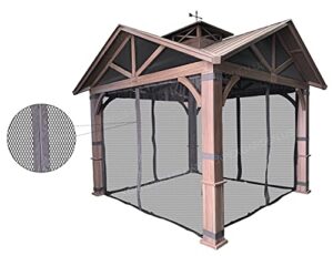 gazebo mosquito netting with slider rail for allen + roth model #gf-18s112b wood looking hand paint metal square semi- gazebo (screen net only) (screen net with metal slider rail, black-1)