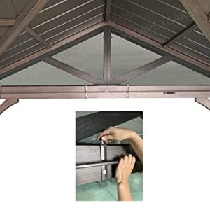 Gazebo Mosquito Netting with Slider Rail for Allen + roth Model #GF-18S112B Wood Looking Hand Paint Metal Square Semi- Gazebo (Screen Net ONLY) (Screen Net with Metal Slider Rail, Black-1)