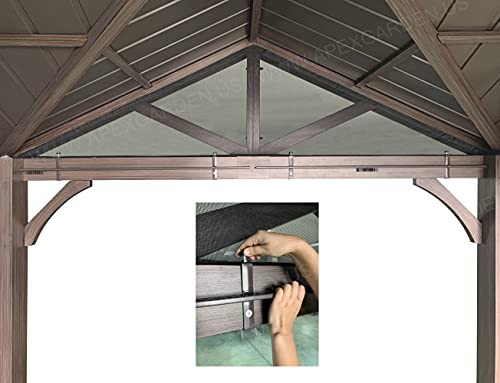 Gazebo Mosquito Netting with Slider Rail for Allen + roth Model #GF-18S112B Wood Looking Hand Paint Metal Square Semi- Gazebo (Screen Net ONLY) (Screen Net with Metal Slider Rail, Black-1)