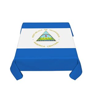 LIICHEES Flag of Nicaragua Tablecloth Kitchen Dining Room 54"x54" Square Washable Table Cover Outdoor Garden Picnic Tablecloths