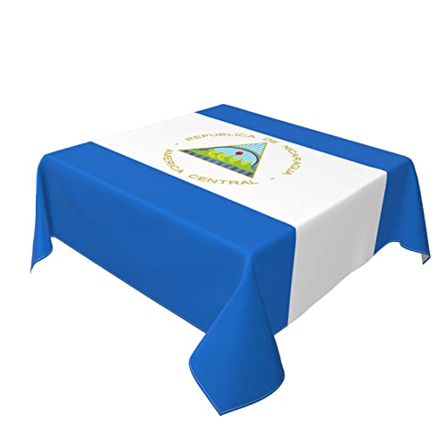 LIICHEES Flag of Nicaragua Tablecloth Kitchen Dining Room 54"x54" Square Washable Table Cover Outdoor Garden Picnic Tablecloths