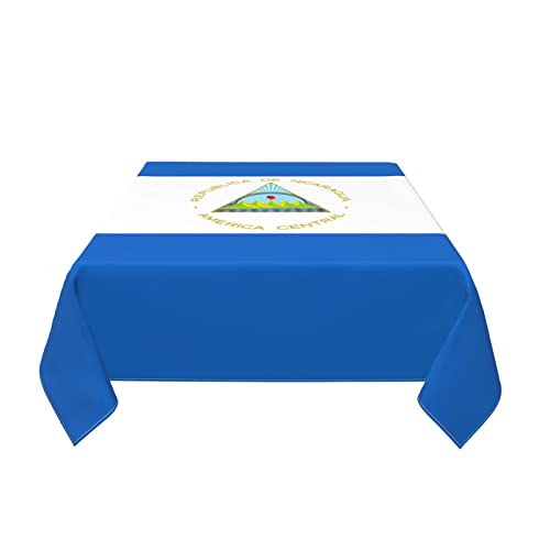 LIICHEES Flag of Nicaragua Tablecloth Kitchen Dining Room 54"x54" Square Washable Table Cover Outdoor Garden Picnic Tablecloths