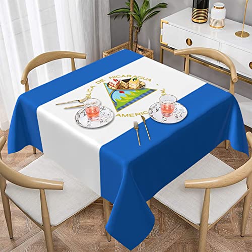 LIICHEES Flag of Nicaragua Tablecloth Kitchen Dining Room 54"x54" Square Washable Table Cover Outdoor Garden Picnic Tablecloths