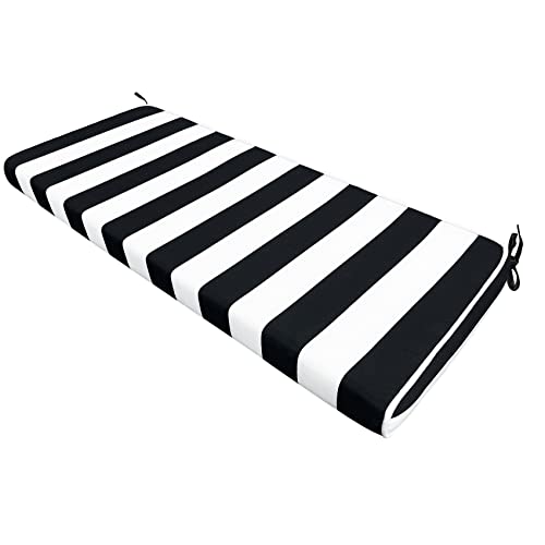 Pcinfuns Bench Cushion for Outdoor Furniture,Ultra Durable Patio Furniture Chair Pads,Swing Cushions with Ties,Sofa Garden Replacement Loveseat Cushion,Black White,45" x 18"