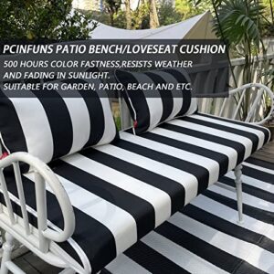 Pcinfuns Bench Cushion for Outdoor Furniture,Ultra Durable Patio Furniture Chair Pads,Swing Cushions with Ties,Sofa Garden Replacement Loveseat Cushion,Black White,45" x 18"