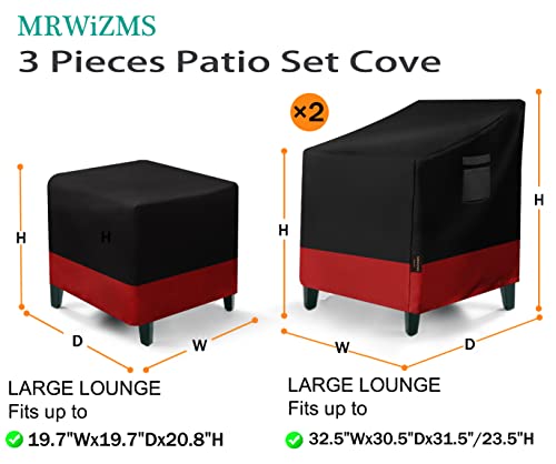 MRWiZMS 3 Pieces Patio Set Cover Waterproof Patio Furniture Cover Set Fit for 3 Pieces Wicker Chair Conversation Furniture Sets,Upgraded 420D Heavy Duty Oxford Fabric Furniture 3 -Piece Cover Set