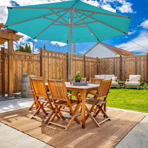 Oasishade 9Ft Patio Umbrella with Ventilation, 10-Year Non-Fading Top, and UV Protection - Waterproof Outdoor Table Market Umbrellas with 8 Sturdy Ribs for Garden, Deck, and Backyard - Sky Blue