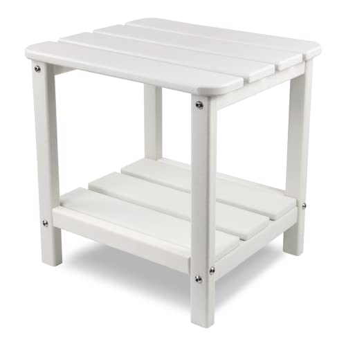 realife Outdoor Adirondack Side Table, Rectangular End Table for Patio, Garden, Porch and Indoor, White