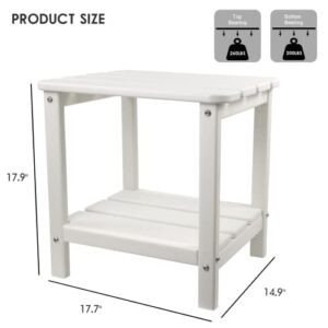 realife Outdoor Adirondack Side Table, Rectangular End Table for Patio, Garden, Porch and Indoor, White