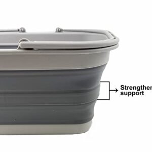 SAMMART 12L (3.17Gallon) Set of 2 Collapsible Tub with Handle - Portable Outdoor Picnic Basket/Crater - Foldable Shopping Bag - Space Saving Storage Container (Grey)