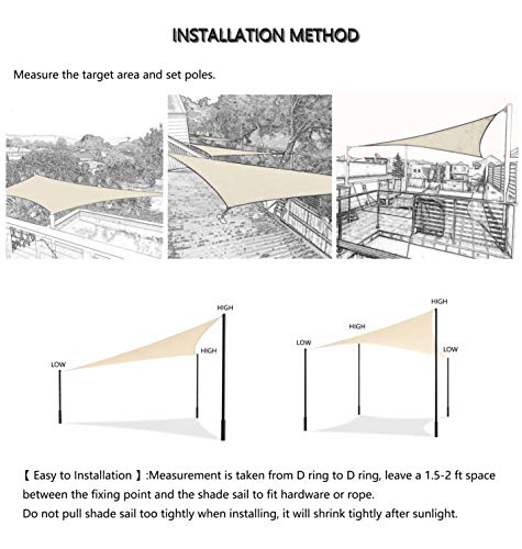 LVAND Upgrade Shade Sails Rectangle 8'x 12'UV Block Awning Canopy for Patios Outdoor Backyard Garden Playground