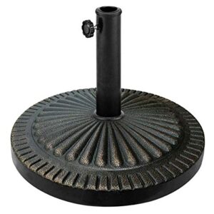 giantex 31.5 lbs patio market umbrella base, heavy duty cast iron resin outdoor stand, vintage garden umbrella holder, umbrella holder for deck porch lawn garden