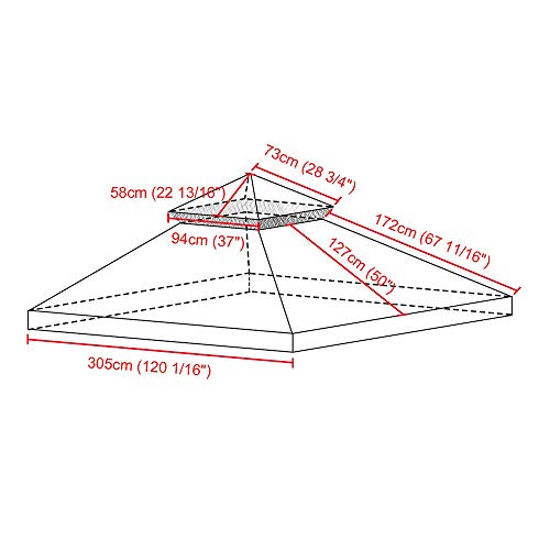 Instahibit 2 Tier 10' x 10' Replacement Gazebo Canopy Top UV30+ 200g/sqm Outdoor Patio Garden Cafe Yard Cover Green