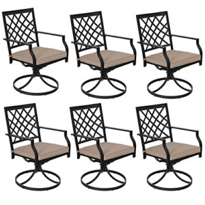 phi villa swivel patio chairs set of 6 outdoor dining rocker chair support 300 lbs for garden backyard bistro furniture set with cushion