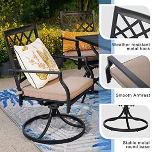 PHI VILLA Swivel Patio Chairs Set of 6 Outdoor Dining Rocker Chair Support 300 lbs for Garden Backyard Bistro Furniture Set with Cushion