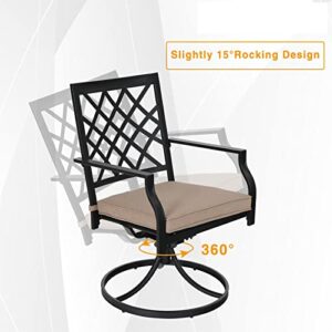 PHI VILLA Swivel Patio Chairs Set of 6 Outdoor Dining Rocker Chair Support 300 lbs for Garden Backyard Bistro Furniture Set with Cushion