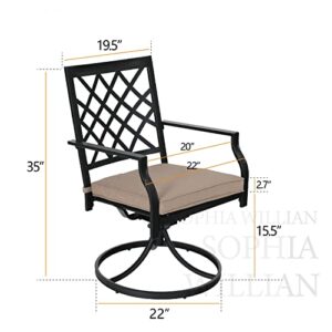 PHI VILLA Swivel Patio Chairs Set of 6 Outdoor Dining Rocker Chair Support 300 lbs for Garden Backyard Bistro Furniture Set with Cushion